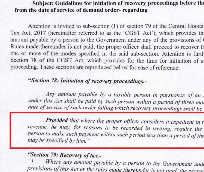 Initiation of recovery proceeding before the normal 3 months period ...