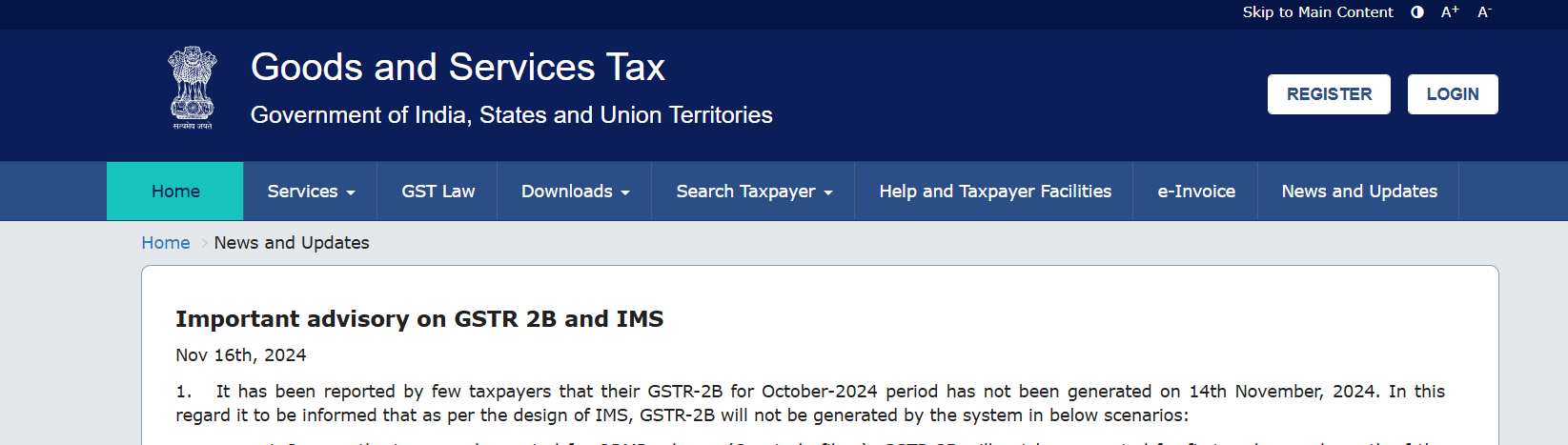 Very Important advisory on GSTR 2B and IMS TAXCONCEPT