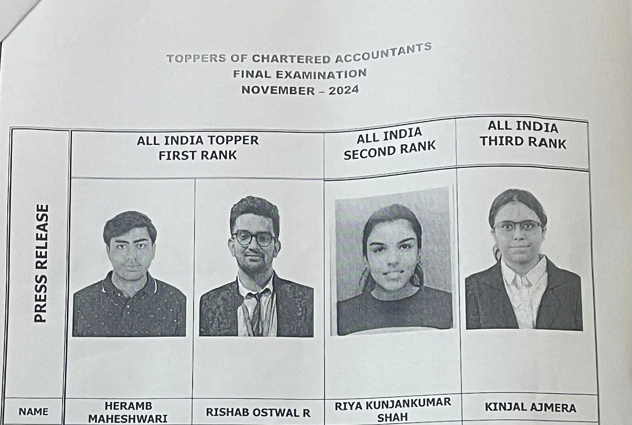CA Final Pass Percentage & Toppers List: Heramb Maheshwari and Rishab ...