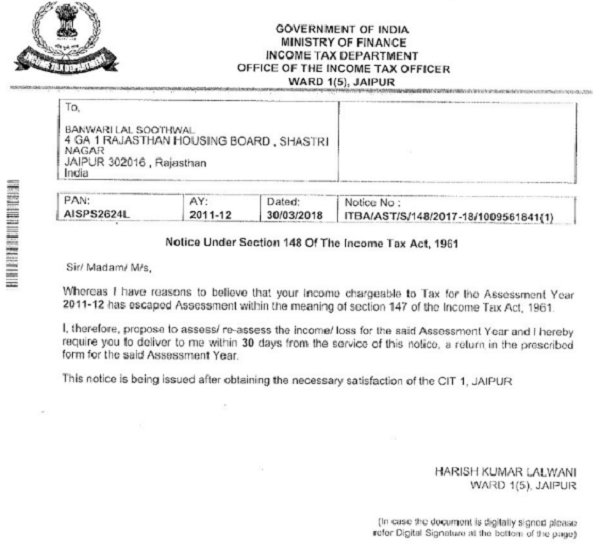 Validity of Income Tax Act Section 148 Notices Issued to Deceased ...