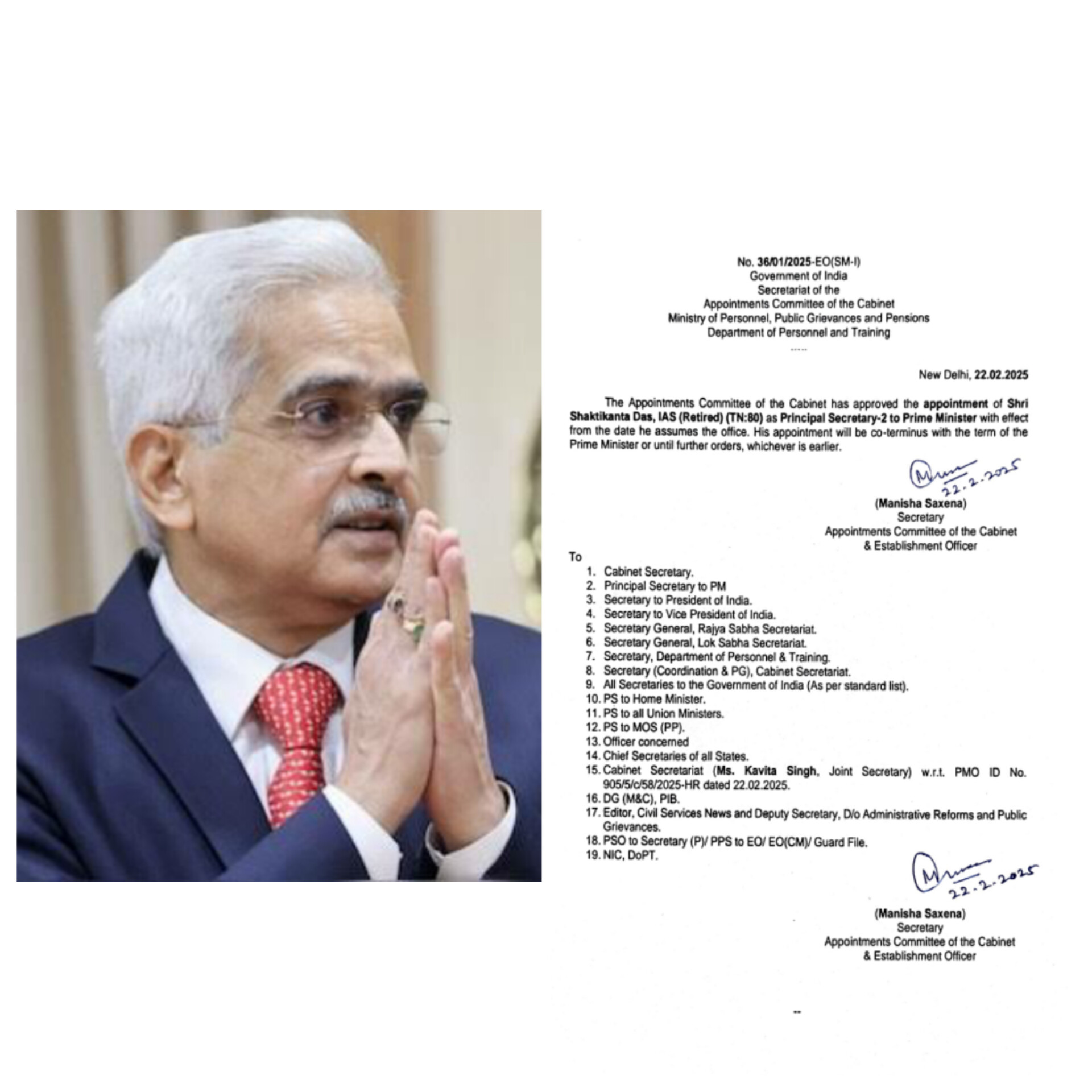 Shaktikanta Das Appointed Principal Secretary-2 to Prime Minister ...