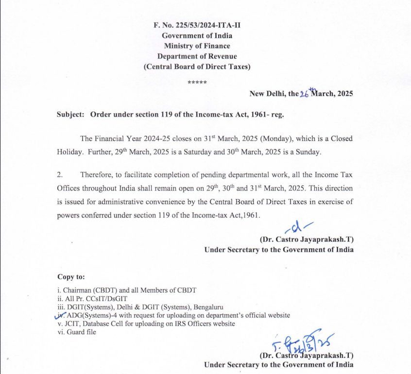 Order under section 119 of the Income-tax Act, 1961-reg. TAX CONCEPT