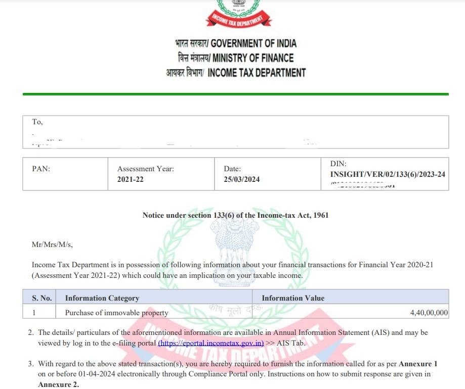 Income-Tax department issued notices to high-income individuals whose ...