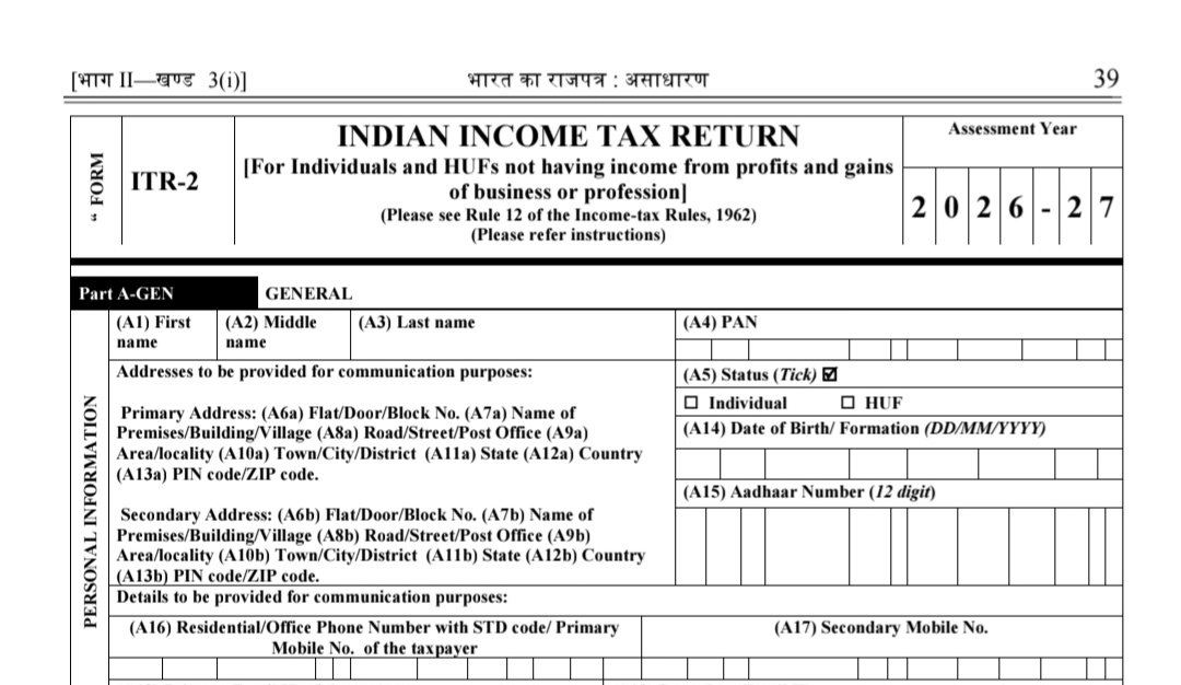 All ITR Forms Notified for AY 2026-27 TAX CONCEPT